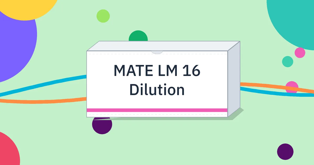 Symbolbild: Packung mit der Aufschrift MATE LM 16 Dilution (PZN 12947012) – Verfügbarkeit und Bezug in Apotheken in Frankfurt am Main