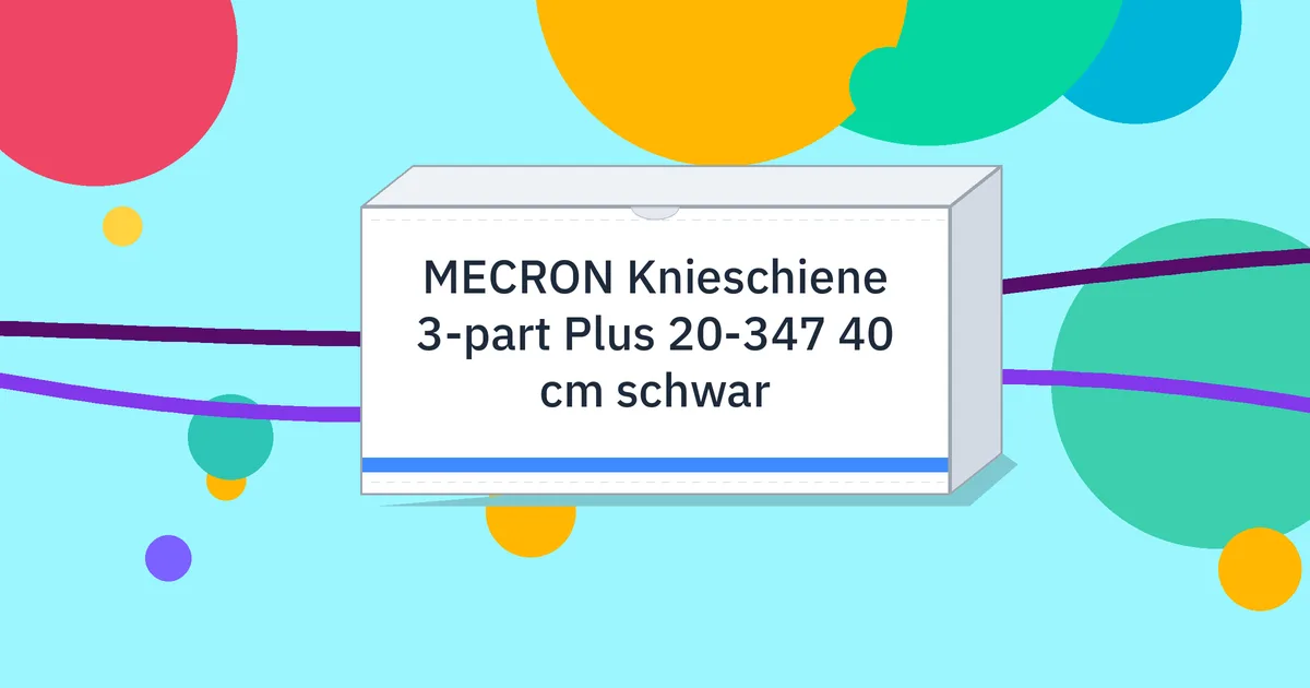 Symbolbild: Packung mit der Aufschrift MECRON Knieschiene 3-part Plus 20-347 40 cm schwar (PZN 14297044) – Verfügbarkeit und Bezug in Apotheken in Frankfurt am Main