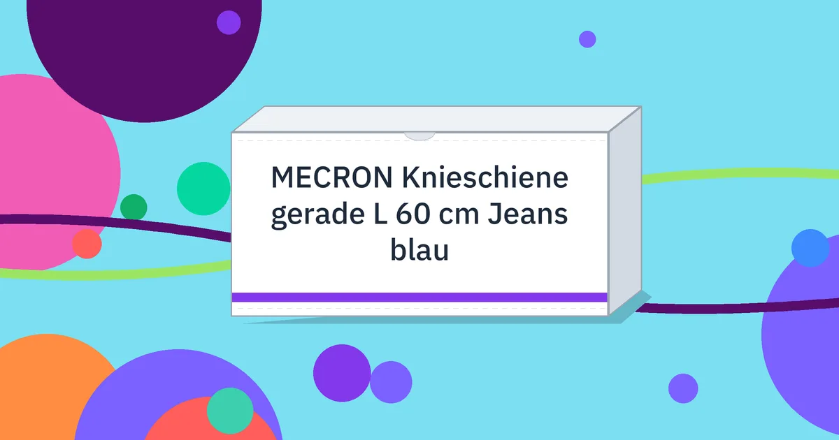 Symbolbild: Packung mit der Aufschrift MECRON Knieschiene gerade L 60 cm Jeans blau (PZN 02906006) – Verfügbarkeit und Bezug in Apotheken in Frankfurt am Main