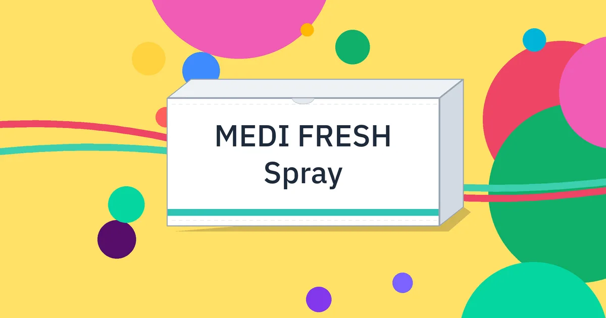 Symbolbild: Packung mit der Aufschrift MEDI FRESH Spray (PZN 18043027) – Verfügbarkeit und Bezug in Apotheken in Frankfurt am Main