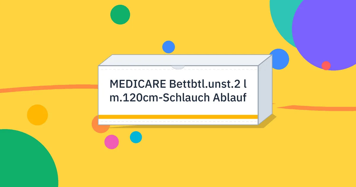 Symbolbild: Packung mit der Aufschrift MEDICARE Bettbtl.unst.2 l m.120cm-Schlauch Ablauf (PZN 00853263) – Verfügbarkeit und Bezug in Apotheken in Frankfurt am Main