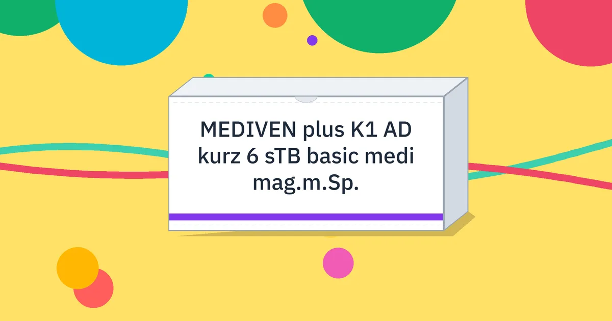 Symbolbild: Packung mit der Aufschrift MEDIVEN plus K1 AD kurz 6 sTB basic medi mag.m.Sp. (PZN 15047131) – Verfügbarkeit und Bezug in Apotheken in Frankfurt am Main