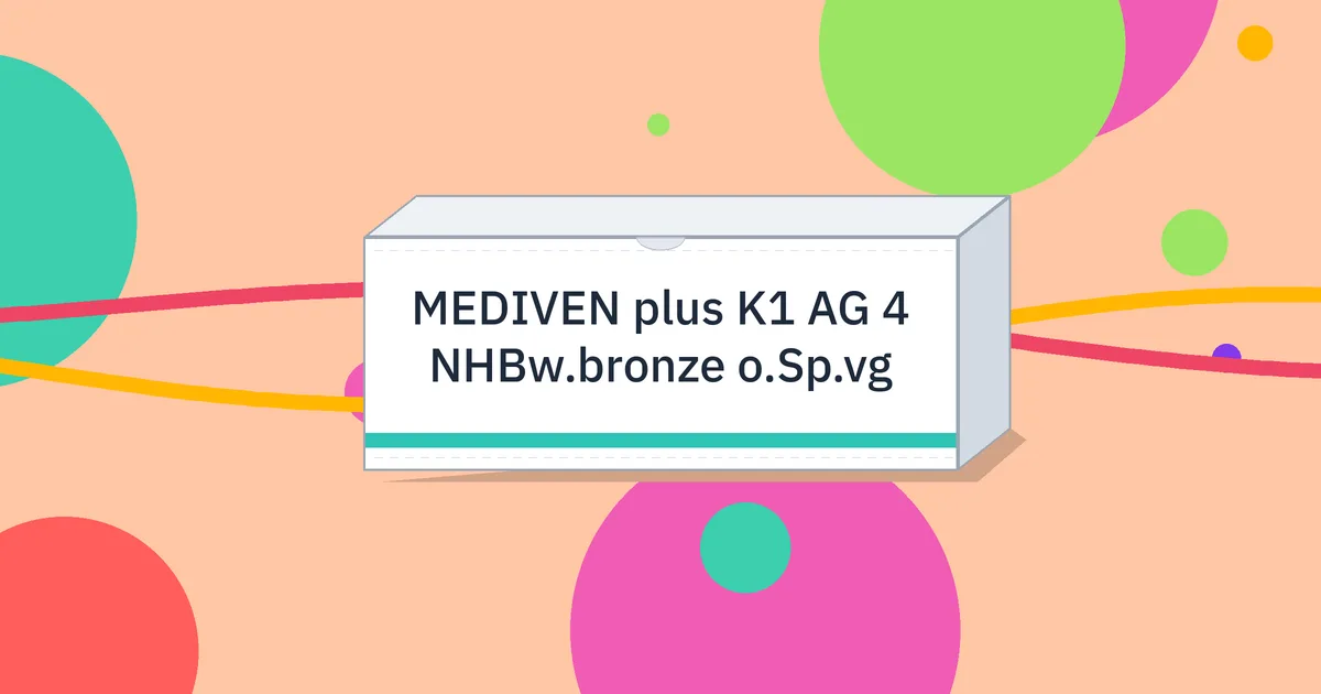 Symbolbild: Packung mit der Aufschrift MEDIVEN plus K1 AG 4 NHBw.bronze o.Sp.vg (PZN 15923785) – Verfügbarkeit und Bezug in Apotheken in Frankfurt am Main