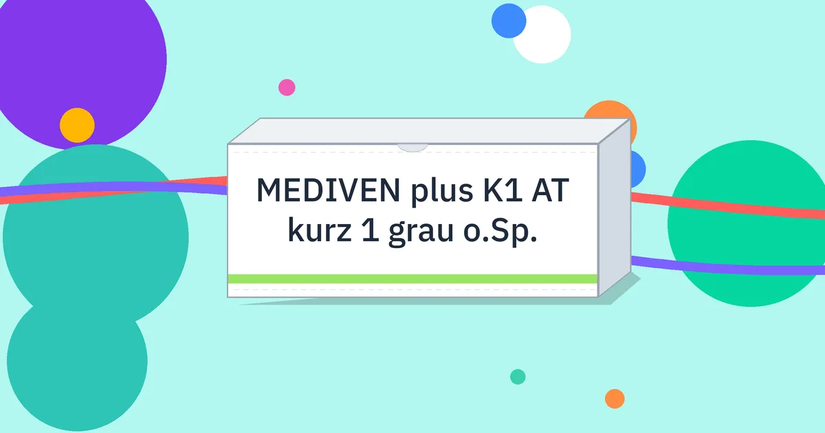 Symbolbild: Packung mit der Aufschrift MEDIVEN plus K1 AT kurz 1 grau o.Sp. (PZN 18931868) – Verfügbarkeit und Bezug in Apotheken in Frankfurt am Main