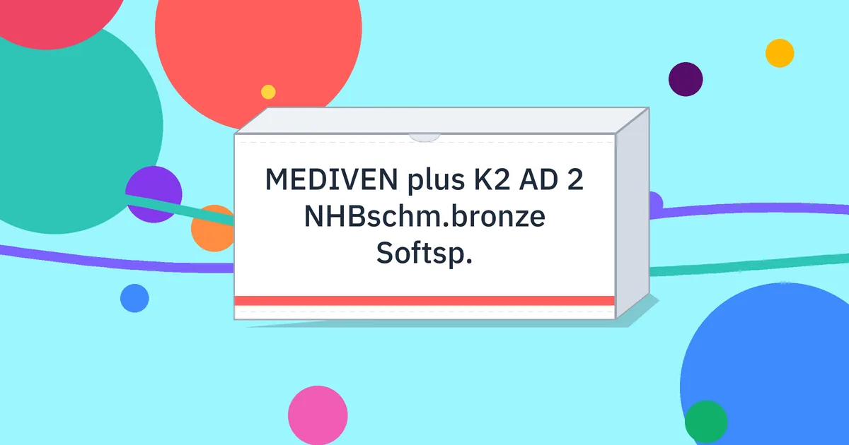 Symbolbild: Packung mit der Aufschrift MEDIVEN plus K2 AD 2 NHBschm.bronze Softsp. (PZN 15938829) – Verfügbarkeit und Bezug in Apotheken in Frankfurt am Main