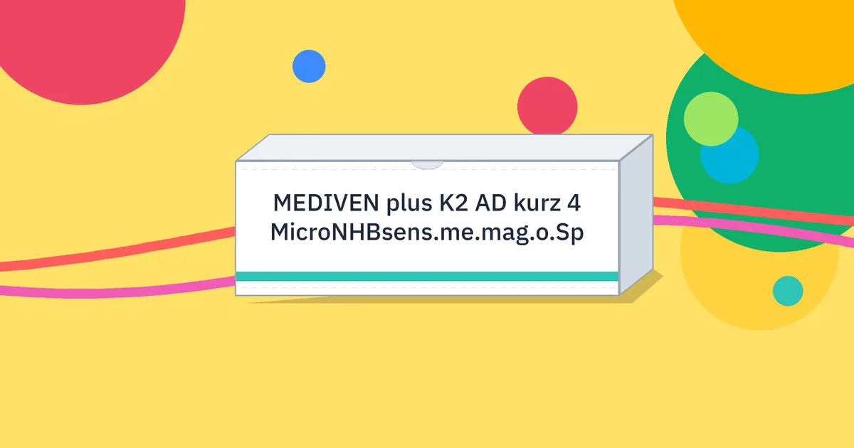 Symbolbild: Packung mit der Aufschrift MEDIVEN plus K2 AD kurz 4 MicroNHBsens.me.mag.o.Sp (PZN 15934091) – Verfügbarkeit und Bezug in Apotheken in Frankfurt am Main