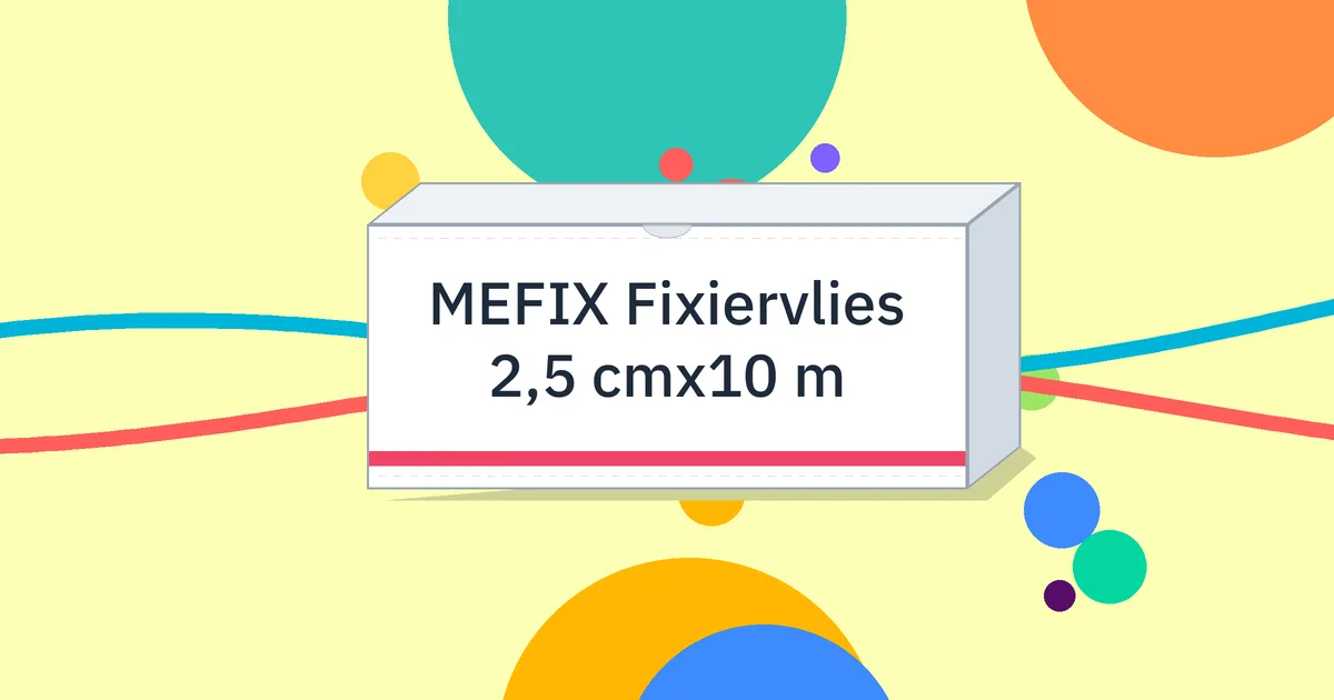 Symbolbild: Packung mit der Aufschrift MEFIX Fixiervlies 2,5 cmx10 m (PZN 03042795) – Verfügbarkeit und Bezug in Apotheken in Frankfurt am Main