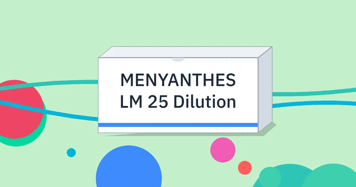 Symbolbild: Packung mit der Aufschrift MENYANTHES LM 25 Dilution (PZN 13605294) – Verfügbarkeit und Bezug in Apotheken in Frankfurt am Main