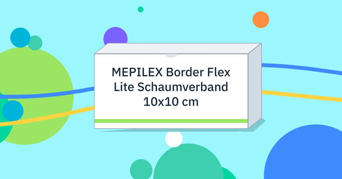 Symbolbild: Packung mit der Aufschrift MEPILEX Border Flex Lite Schaumverband 10x10 cm (PZN 18105745) – Verfügbarkeit und Bezug in Apotheken in Frankfurt am Main