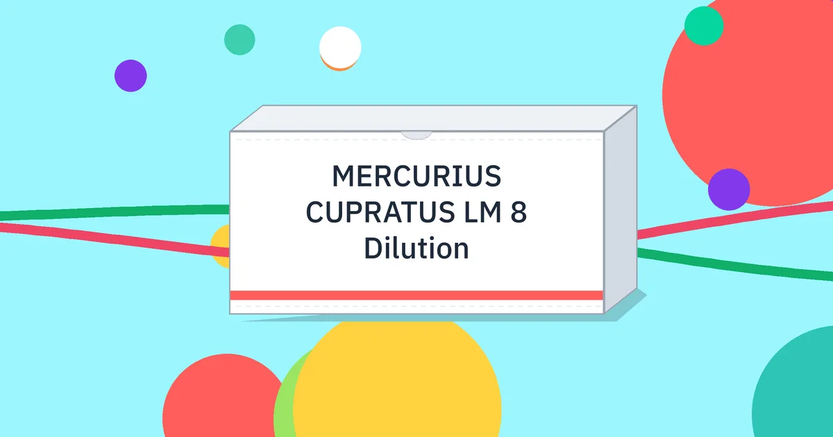 Symbolbild: Packung mit der Aufschrift MERCURIUS CUPRATUS LM 8 Dilution (PZN 12950333) – Verfügbarkeit und Bezug in Apotheken in Frankfurt am Main