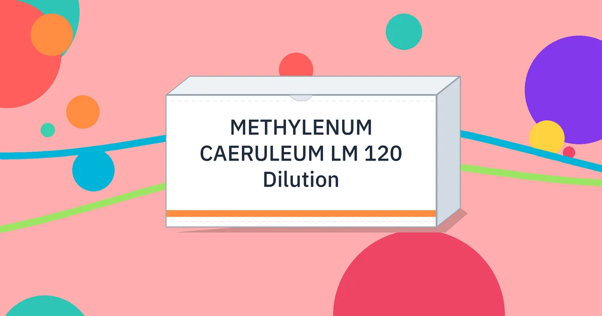 Symbolbild: Packung mit der Aufschrift METHYLENUM CAERULEUM LM 120 Dilution (PZN 13607330) – Verfügbarkeit und Bezug in Apotheken in Frankfurt am Main