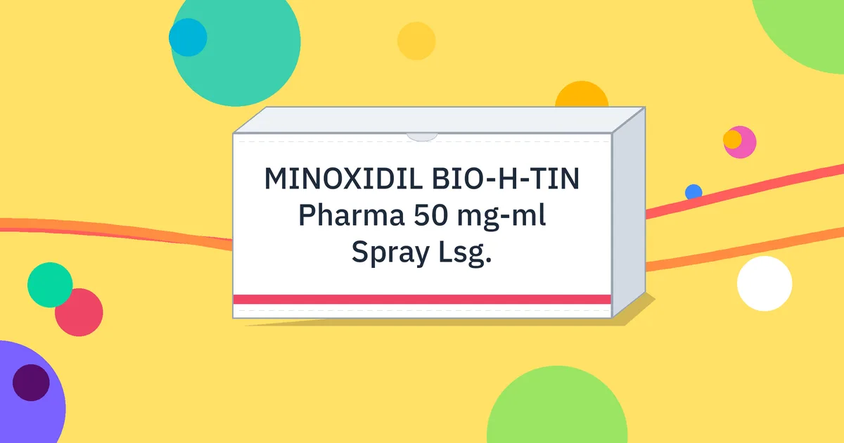 Symbolbild: Packung mit der Aufschrift MINOXIDIL BIO-H-TIN Pharma 50 mg-ml Spray Lsg. (PZN 10391800) – Verfügbarkeit und Bezug in Apotheken in Frankfurt am Main