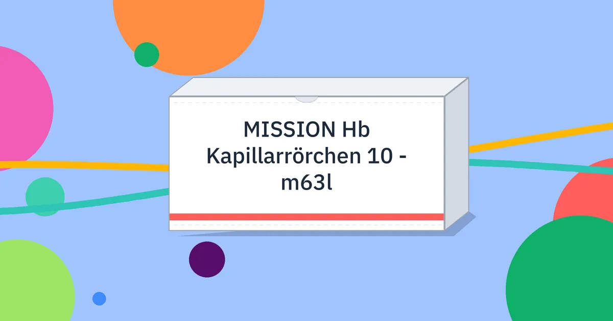 Symbolbild: Packung mit der Aufschrift MISSION Hb Kapillarrörchen 10 -m63l (PZN 18661245) – Verfügbarkeit und Bezug in Apotheken in Frankfurt am Main