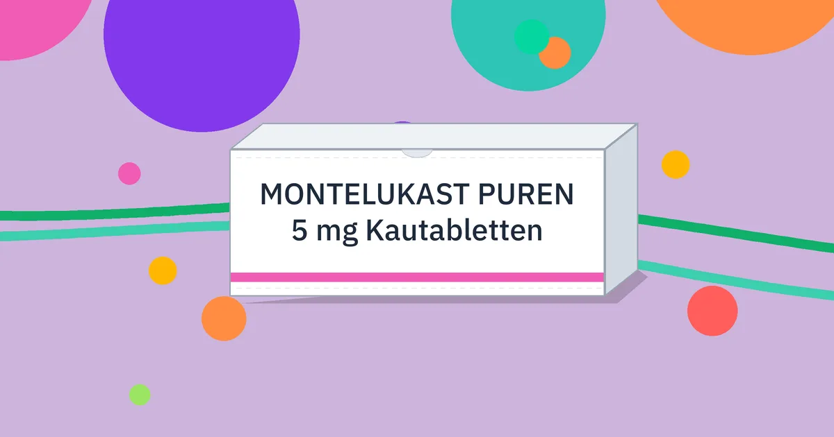 Symbolbild: Packung mit der Aufschrift MONTELUKAST PUREN 5 mg Kautabletten (PZN 11356510) – Verfügbarkeit und Bezug in Apotheken in Frankfurt am Main