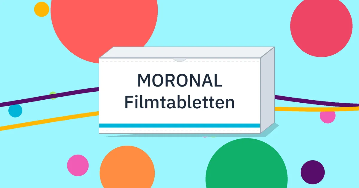 Symbolbild: Packung mit der Aufschrift MORONAL Filmtabletten (PZN 09717314) – Verfügbarkeit und Bezug in Apotheken in Frankfurt am Main