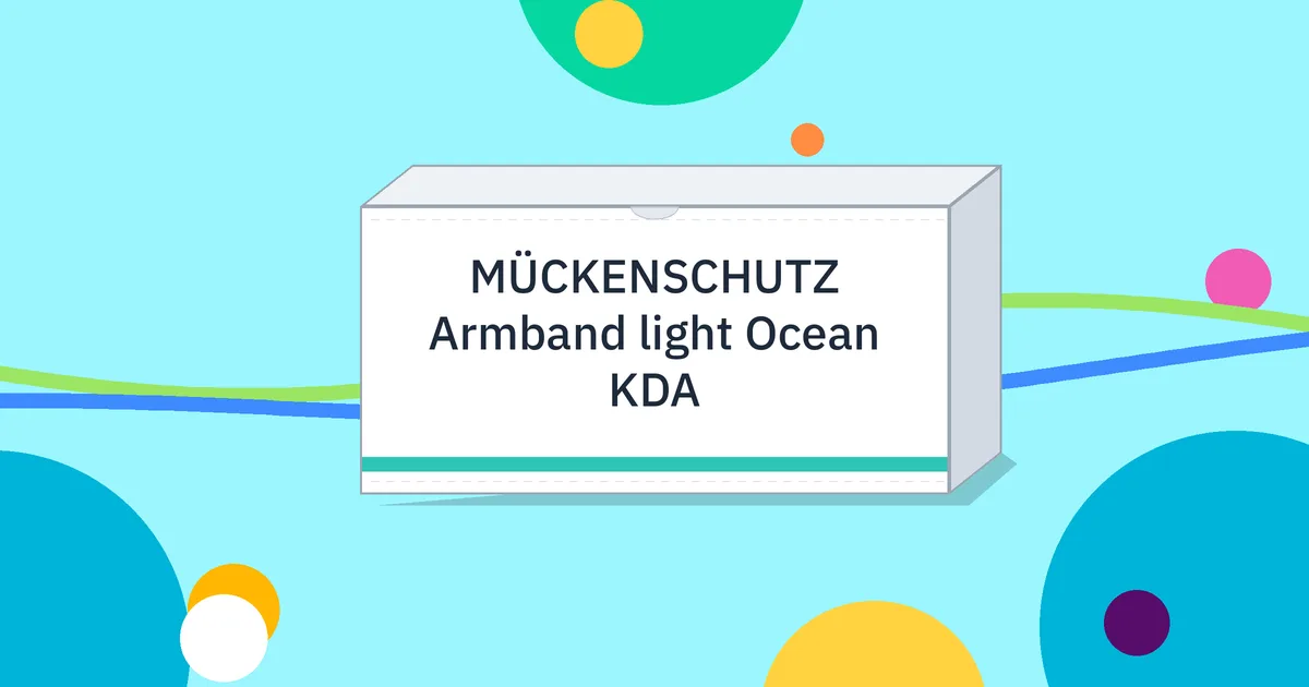 Symbolbild: Packung mit der Aufschrift MÜCKENSCHUTZ Armband light Ocean KDA (PZN 19114930) – Verfügbarkeit und Bezug in Apotheken in Frankfurt am Main