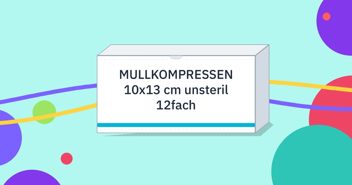 Symbolbild: Packung mit der Aufschrift MULLKOMPRESSEN 10x13 cm unsteril 12fach (PZN 00961047) – Verfügbarkeit und Bezug in Apotheken in Frankfurt am Main
