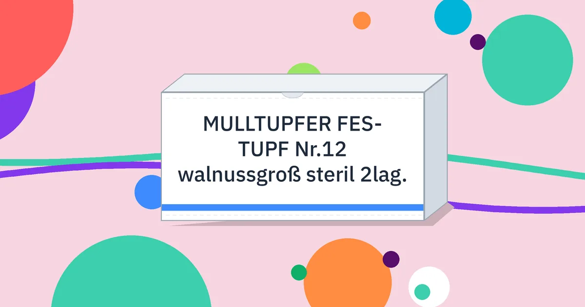 Symbolbild: Packung mit der Aufschrift MULLTUPFER FES-TUPF Nr.12 walnussgroß steril 2lag. (PZN 14266598) – Verfügbarkeit und Bezug in Apotheken in Frankfurt am Main