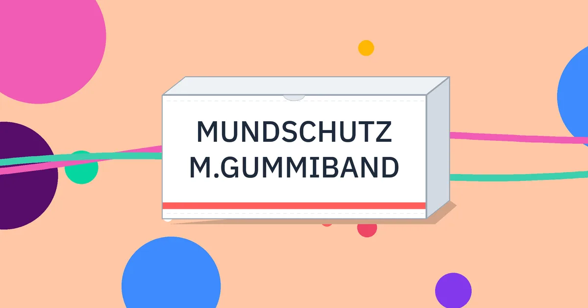 Symbolbild: Packung mit der Aufschrift MUNDSCHUTZ M.GUMMIBAND (PZN 03315141) – Verfügbarkeit und Bezug in Apotheken in Frankfurt am Main