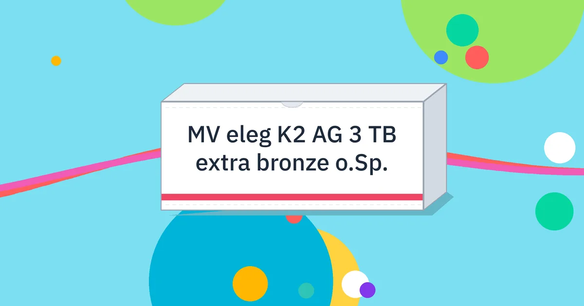 Symbolbild: Packung mit der Aufschrift MV eleg K2 AG 3 TB extra bronze o.Sp. (PZN 14718505) – Verfügbarkeit und Bezug in Apotheken in Frankfurt am Main