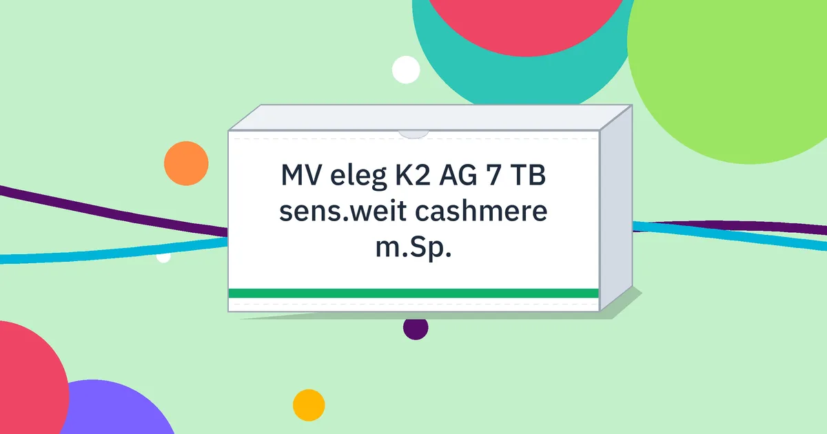 Symbolbild: Packung mit der Aufschrift MV eleg K2 AG 7 TB sens.weit cashmere m.Sp. (PZN 14679107) – Verfügbarkeit und Bezug in Apotheken in Frankfurt am Main