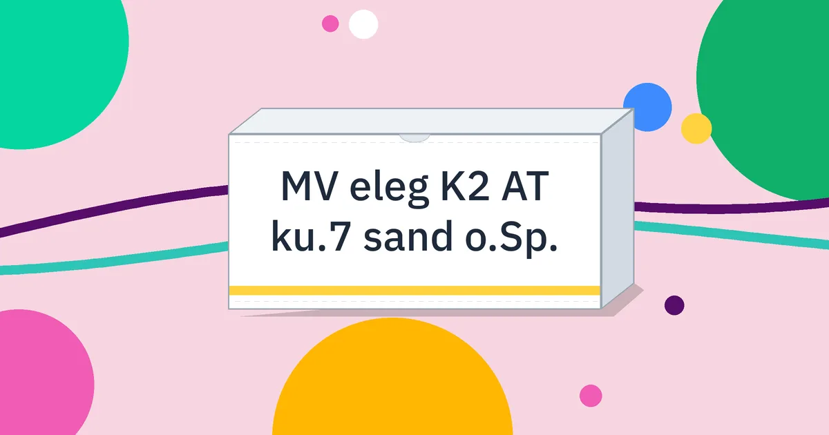 Symbolbild: Packung mit der Aufschrift MV eleg K2 AT ku.7 sand o.Sp. (PZN 18923188) – Verfügbarkeit und Bezug in Apotheken in Frankfurt am Main
