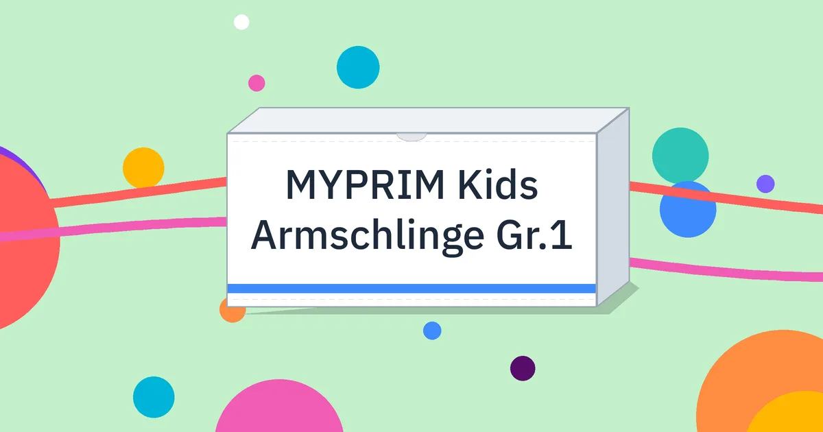 Symbolbild: Packung mit der Aufschrift MYPRIM Kids Armschlinge Gr.1 (PZN 17879611) – Verfügbarkeit und Bezug in Apotheken in Frankfurt am Main