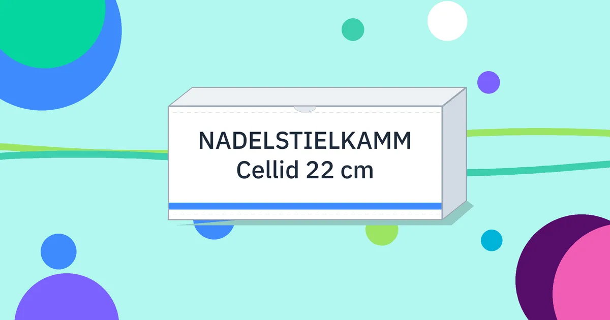 Symbolbild: Packung mit der Aufschrift NADELSTIELKAMM Cellid 22 cm (PZN 19146947) – Verfügbarkeit und Bezug in Apotheken in Frankfurt am Main