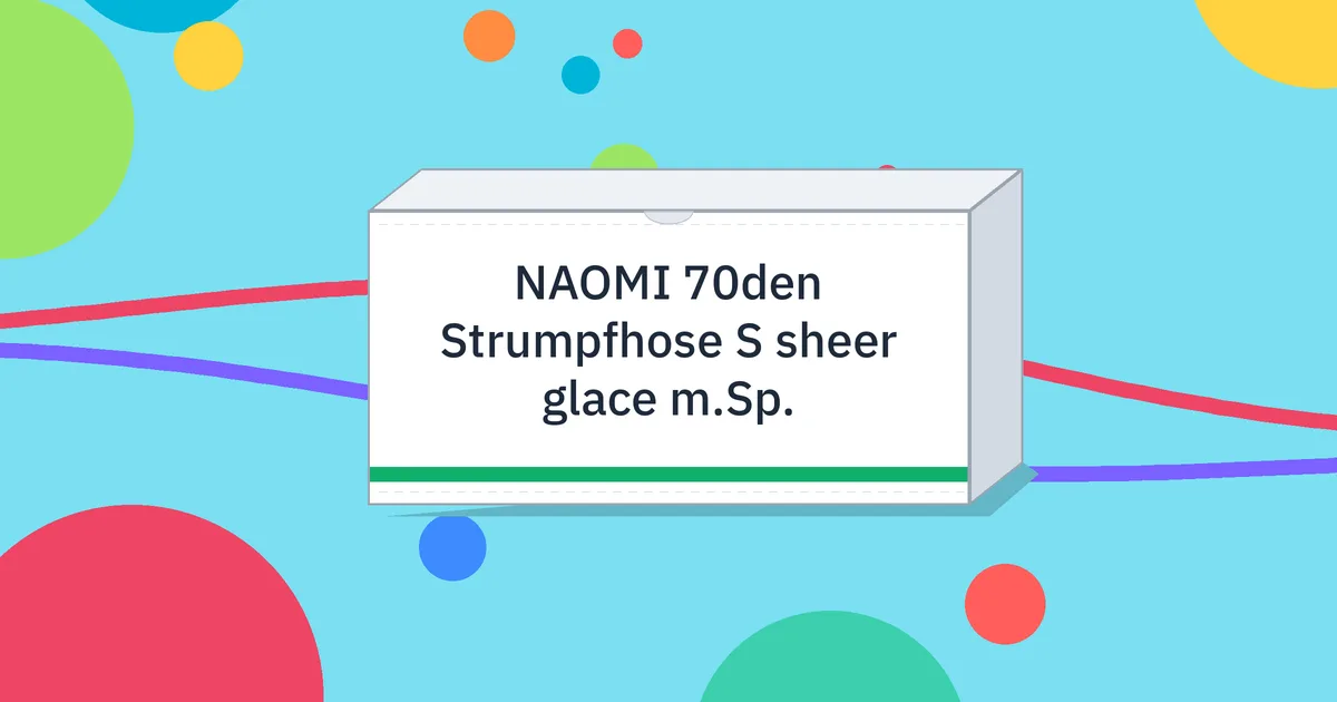 Symbolbild: Packung mit der Aufschrift NAOMI 70den Strumpfhose S sheer glace m.Sp. (PZN 16179834) – Verfügbarkeit und Bezug in Apotheken in Frankfurt am Main