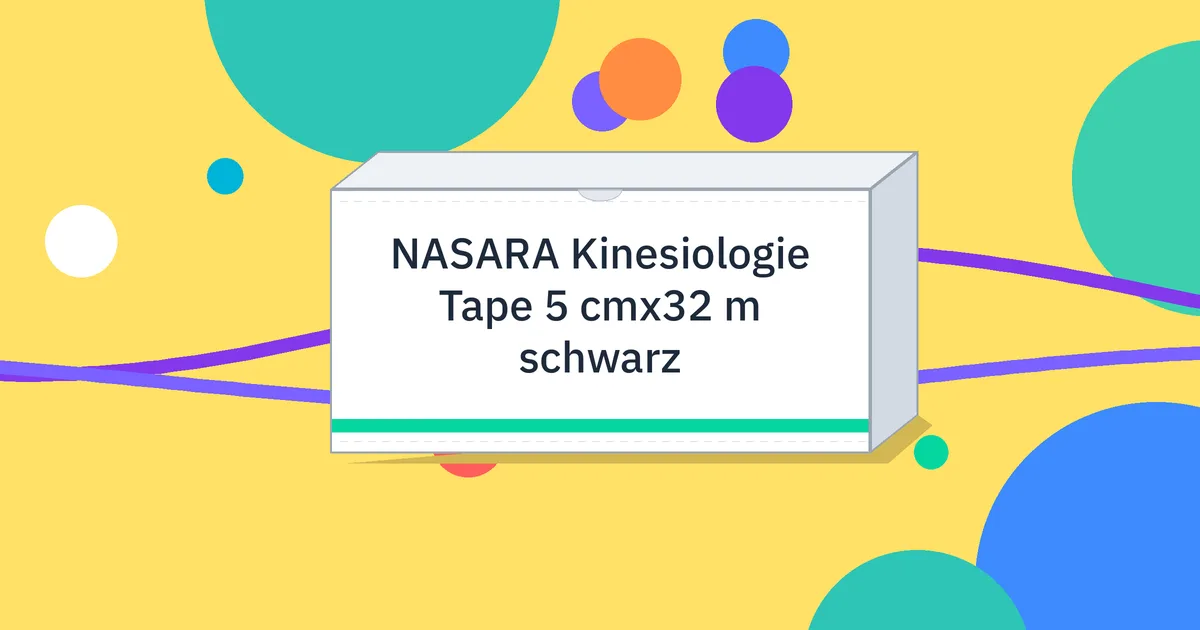 Symbolbild: Packung mit der Aufschrift NASARA Kinesiologie Tape 5 cmx32 m schwarz (PZN 10953770) – Verfügbarkeit und Bezug in Apotheken in Frankfurt am Main
