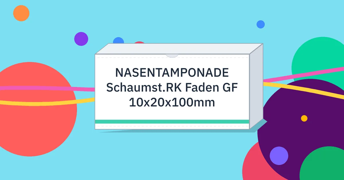 Symbolbild: Packung mit der Aufschrift NASENTAMPONADE Schaumst.RK Faden GF 10x20x100mm (PZN 16145491) – Verfügbarkeit und Bezug in Apotheken in Frankfurt am Main