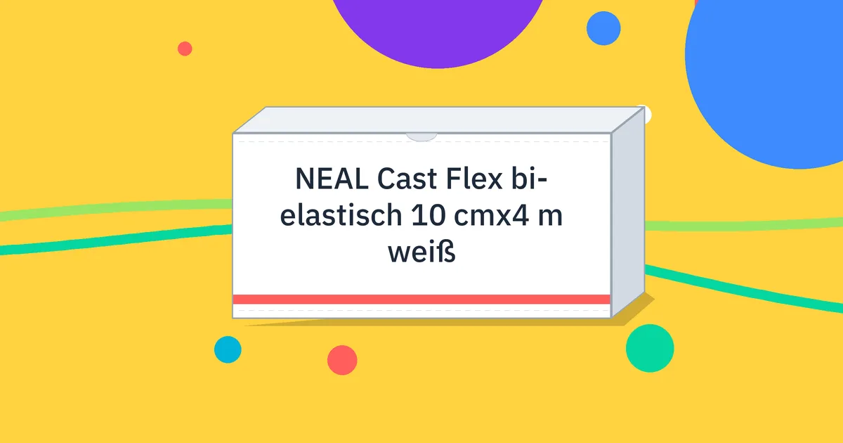 Symbolbild: Packung mit der Aufschrift NEAL Cast Flex bi-elastisch 10 cmx4 m weiß (PZN 19530746) – Verfügbarkeit und Bezug in Apotheken in Frankfurt am Main