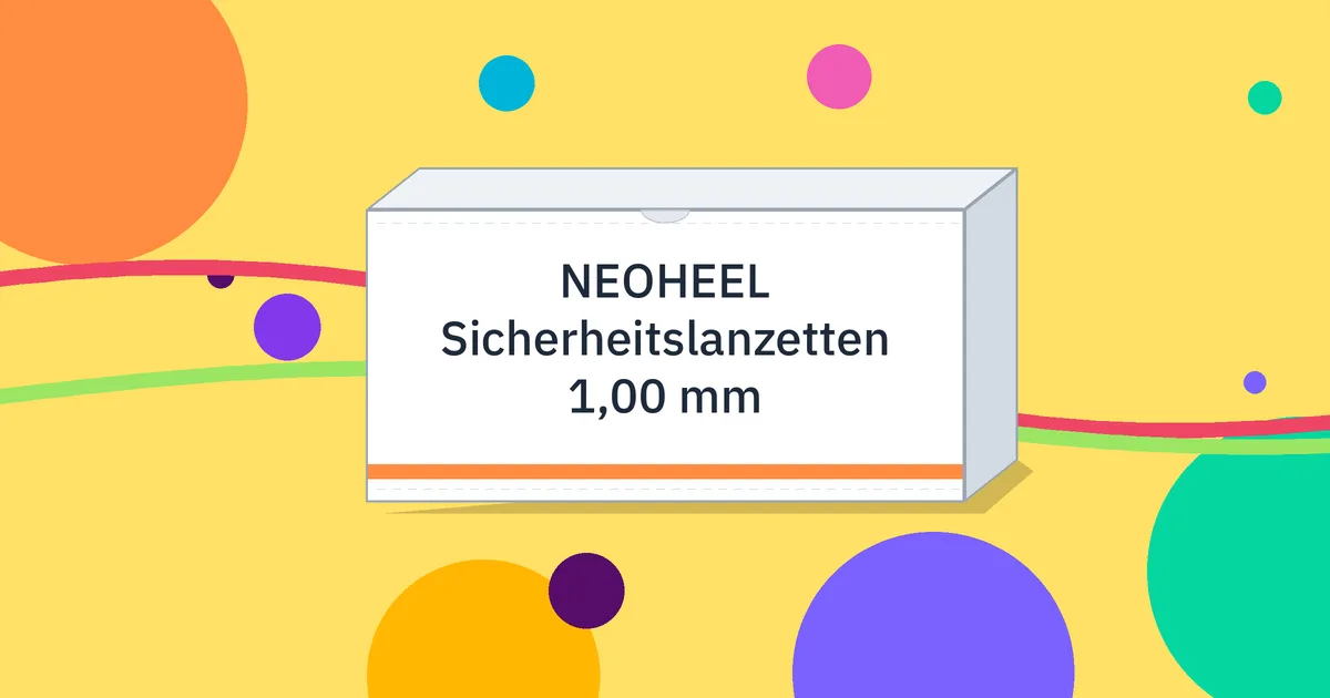 Symbolbild: Packung mit der Aufschrift NEOHEEL Sicherheitslanzetten 1,00 mm (PZN 17611498) – Verfügbarkeit und Bezug in Apotheken in Frankfurt am Main