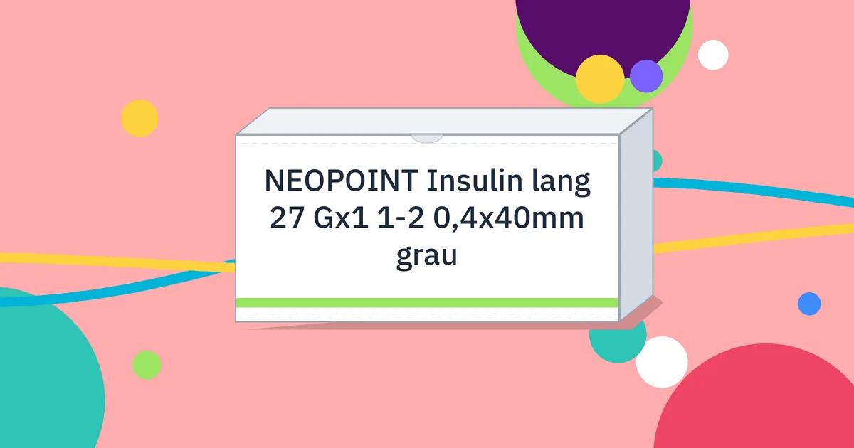 Symbolbild: Packung mit der Aufschrift NEOPOINT Insulin lang 27 Gx1 1-2 0,4x40mm grau (PZN 13873209) – Verfügbarkeit und Bezug in Apotheken in Frankfurt am Main