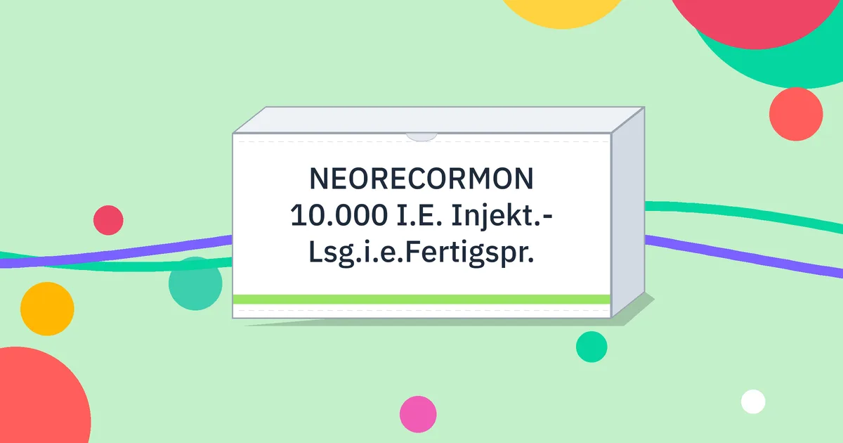 Symbolbild: Packung mit der Aufschrift NEORECORMON 10.000 I.E. Injekt.-Lsg.i.e.Fertigspr. (PZN 08778101) – Verfügbarkeit und Bezug in Apotheken in Frankfurt am Main