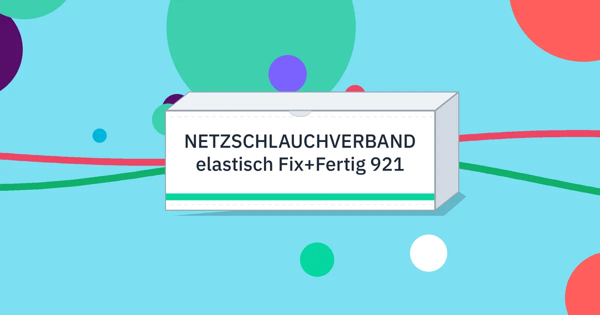 Symbolbild: Packung mit der Aufschrift NETZSCHLAUCHVERBAND elastisch Fix+Fertig 921 (PZN 02092532) – Verfügbarkeit und Bezug in Apotheken in Frankfurt am Main