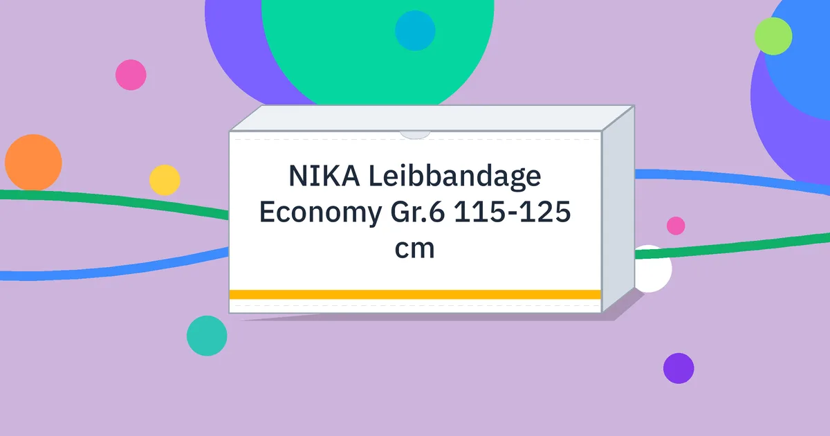 Symbolbild: Packung mit der Aufschrift NIKA Leibbandage Economy Gr.6 115-125 cm (PZN 18172279) – Verfügbarkeit und Bezug in Apotheken in Frankfurt am Main