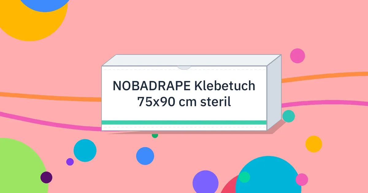 Symbolbild: Packung mit der Aufschrift NOBADRAPE Klebetuch 75x90 cm steril (PZN 02461047) – Verfügbarkeit und Bezug in Apotheken in Frankfurt am Main