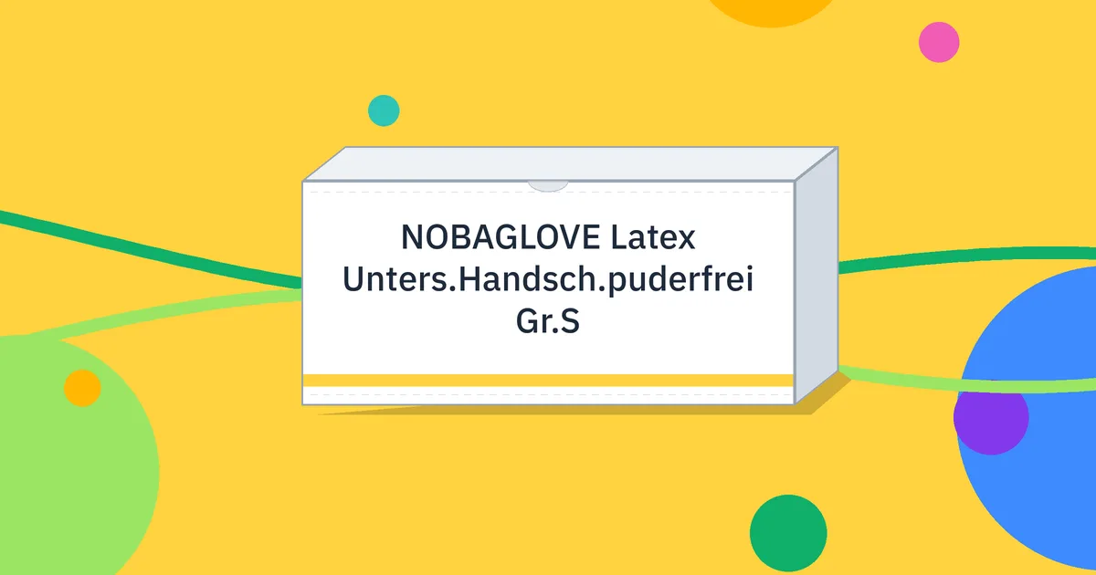 Symbolbild: Packung mit der Aufschrift NOBAGLOVE Latex Unters.Handsch.puderfrei Gr.S (PZN 00598339) – Verfügbarkeit und Bezug in Apotheken in Frankfurt am Main