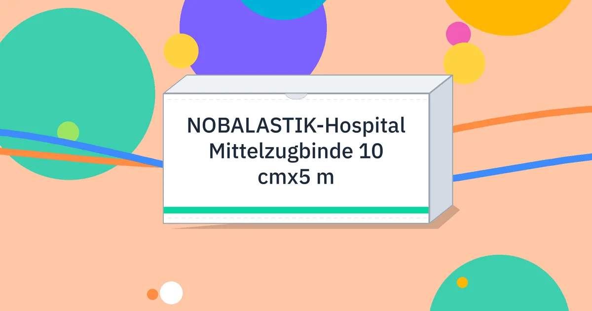 Symbolbild: Packung mit der Aufschrift NOBALASTIK-Hospital Mittelzugbinde 10 cmx5 m (PZN 12775479) – Verfügbarkeit und Bezug in Apotheken in Frankfurt am Main