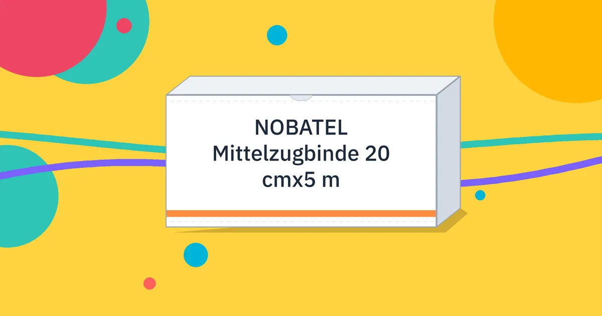 Symbolbild: Packung mit der Aufschrift NOBATEL Mittelzugbinde 20 cmx5 m (PZN 07095423) – Verfügbarkeit und Bezug in Apotheken in Frankfurt am Main