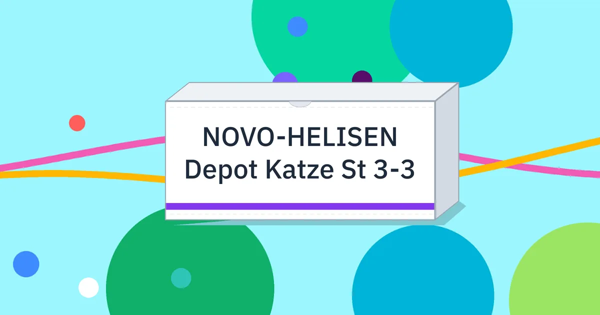 Symbolbild: Packung mit der Aufschrift NOVO-HELISEN Depot Katze St 3-3 (PZN 15741794) – Verfügbarkeit und Bezug in Apotheken in Frankfurt am Main