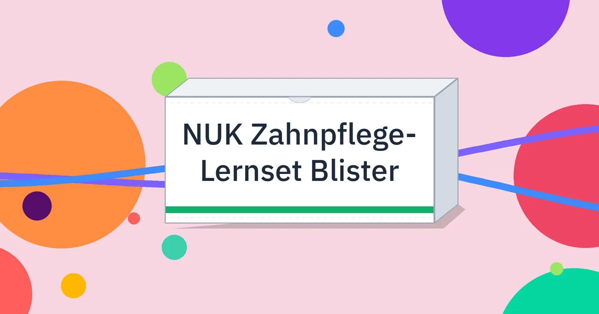 Symbolbild: Packung mit der Aufschrift NUK Zahnpflege-Lernset Blister (PZN 03757436) – Verfügbarkeit und Bezug in Apotheken in Frankfurt am Main