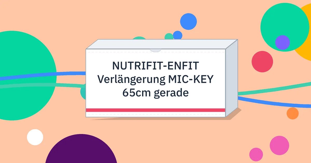 Symbolbild: Packung mit der Aufschrift NUTRIFIT-ENFIT Verlängerung MIC-KEY 65cm gerade (PZN 14174755) – Verfügbarkeit und Bezug in Apotheken in Frankfurt am Main