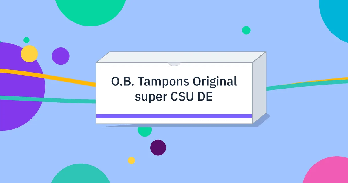 Symbolbild: Packung mit der Aufschrift O.B. Tampons Original super CSU DE (PZN 20609890) – Verfügbarkeit und Bezug in Apotheken in Frankfurt am Main