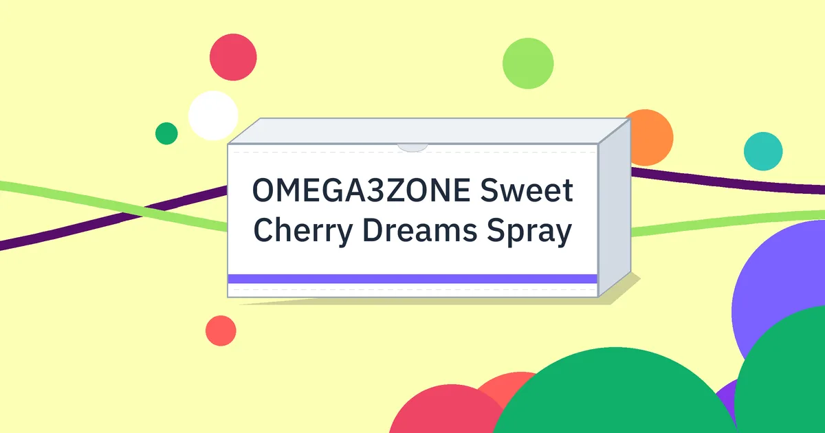 Symbolbild: Packung mit der Aufschrift OMEGA3ZONE Sweet Cherry Dreams Spray (PZN 19346020) – Verfügbarkeit und Bezug in Apotheken in Frankfurt am Main