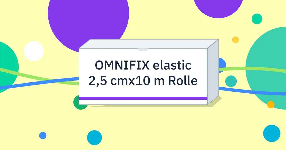 Symbolbild: Packung mit der Aufschrift OMNIFIX elastic 2,5 cmx10 m Rolle (PZN 01316515) – Verfügbarkeit und Bezug in Apotheken in Frankfurt am Main