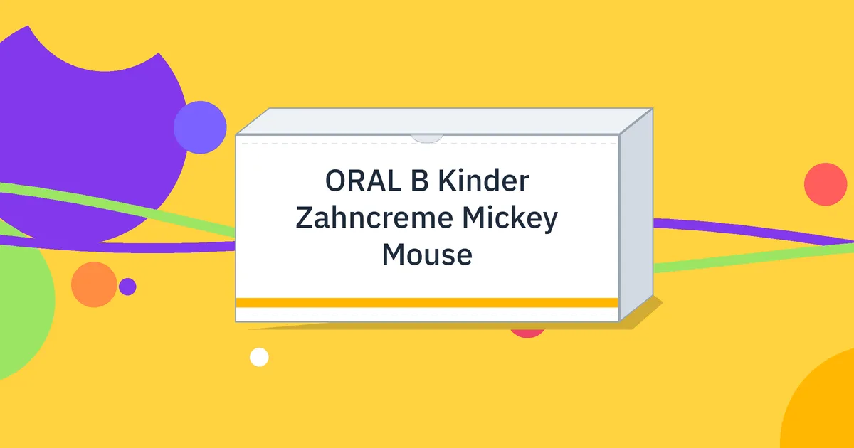 Symbolbild: Packung mit der Aufschrift ORAL B Kinder Zahncreme Mickey Mouse (PZN 01297798) – Verfügbarkeit und Bezug in Apotheken in Frankfurt am Main