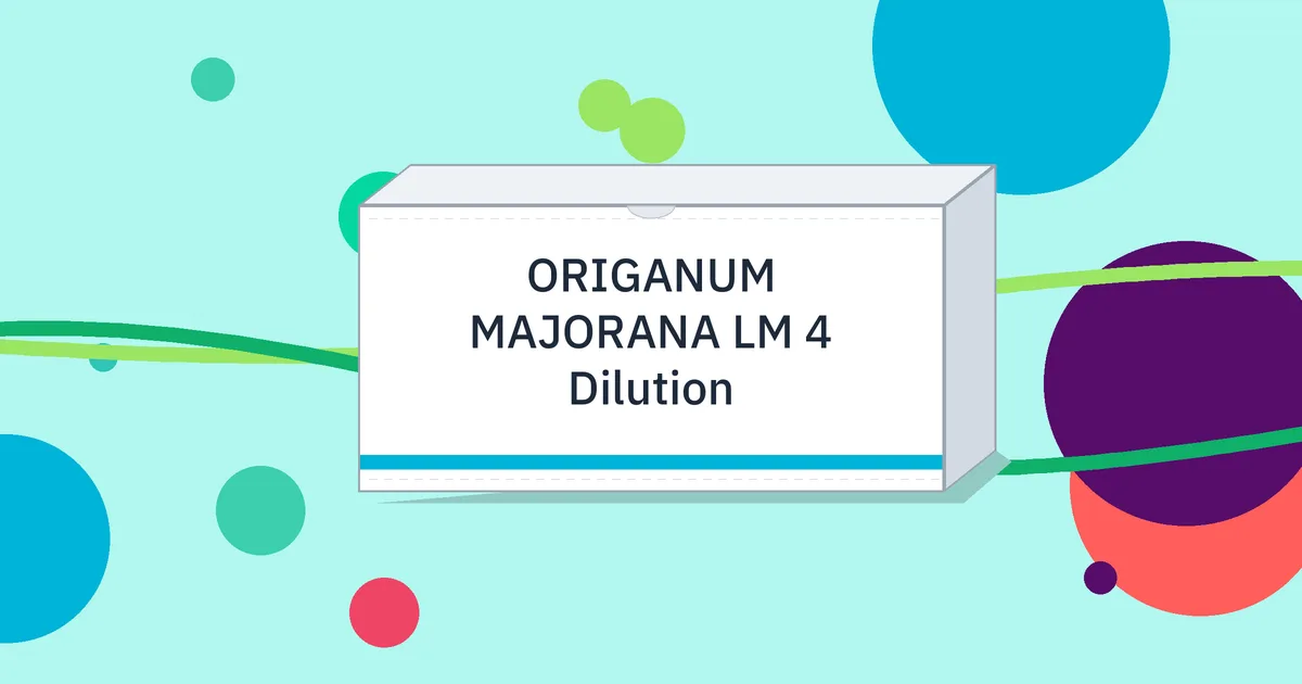 Symbolbild: Packung mit der Aufschrift ORIGANUM MAJORANA LM 4 Dilution (PZN 12972464) – Verfügbarkeit und Bezug in Apotheken in Frankfurt am Main