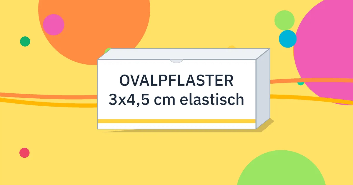 Symbolbild: Packung mit der Aufschrift OVALPFLASTER 3x4,5 cm elastisch (PZN 07624330) – Verfügbarkeit und Bezug in Apotheken in Frankfurt am Main